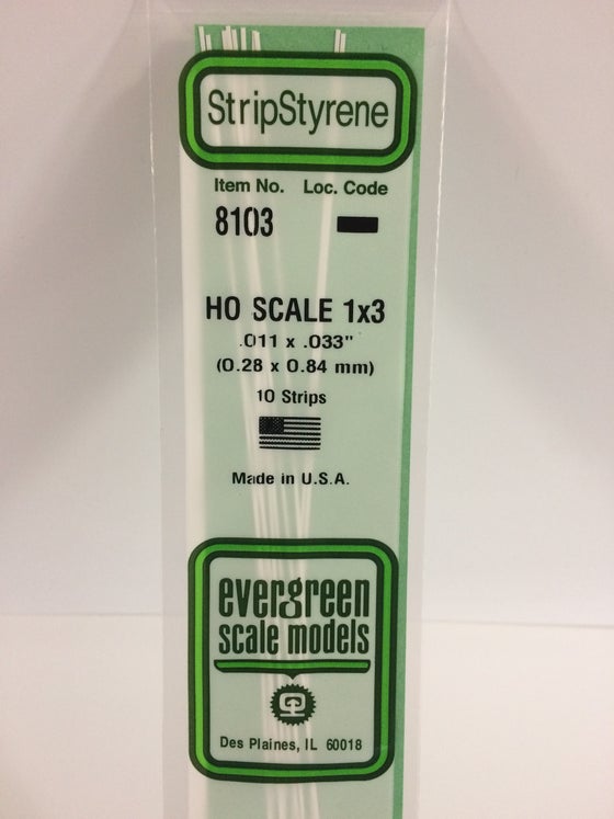 269-8103 - Styrene strip 1x3" 10/ - HO Scale – Trains & Such